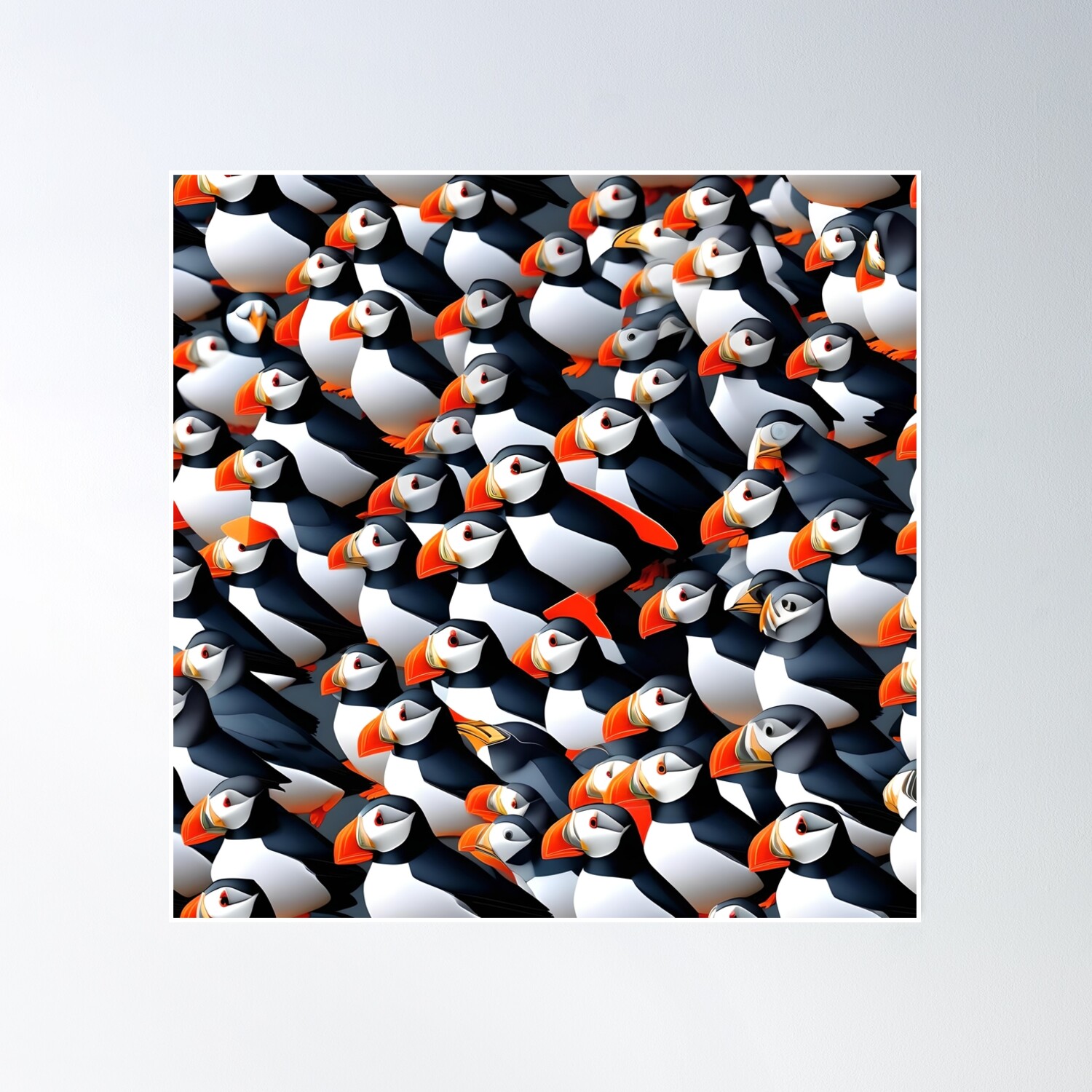 Origami Art - Puffin Haven: A Glimpse Into The Colony Poster Wall Art ...