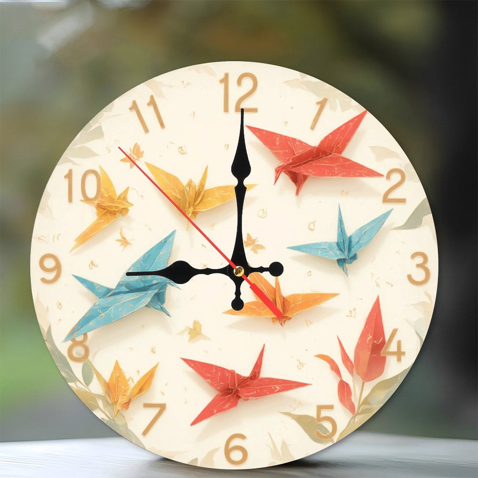 Origami Clock Wall Decor Paper Crane Art Home Decor 10-Inch Silent ...