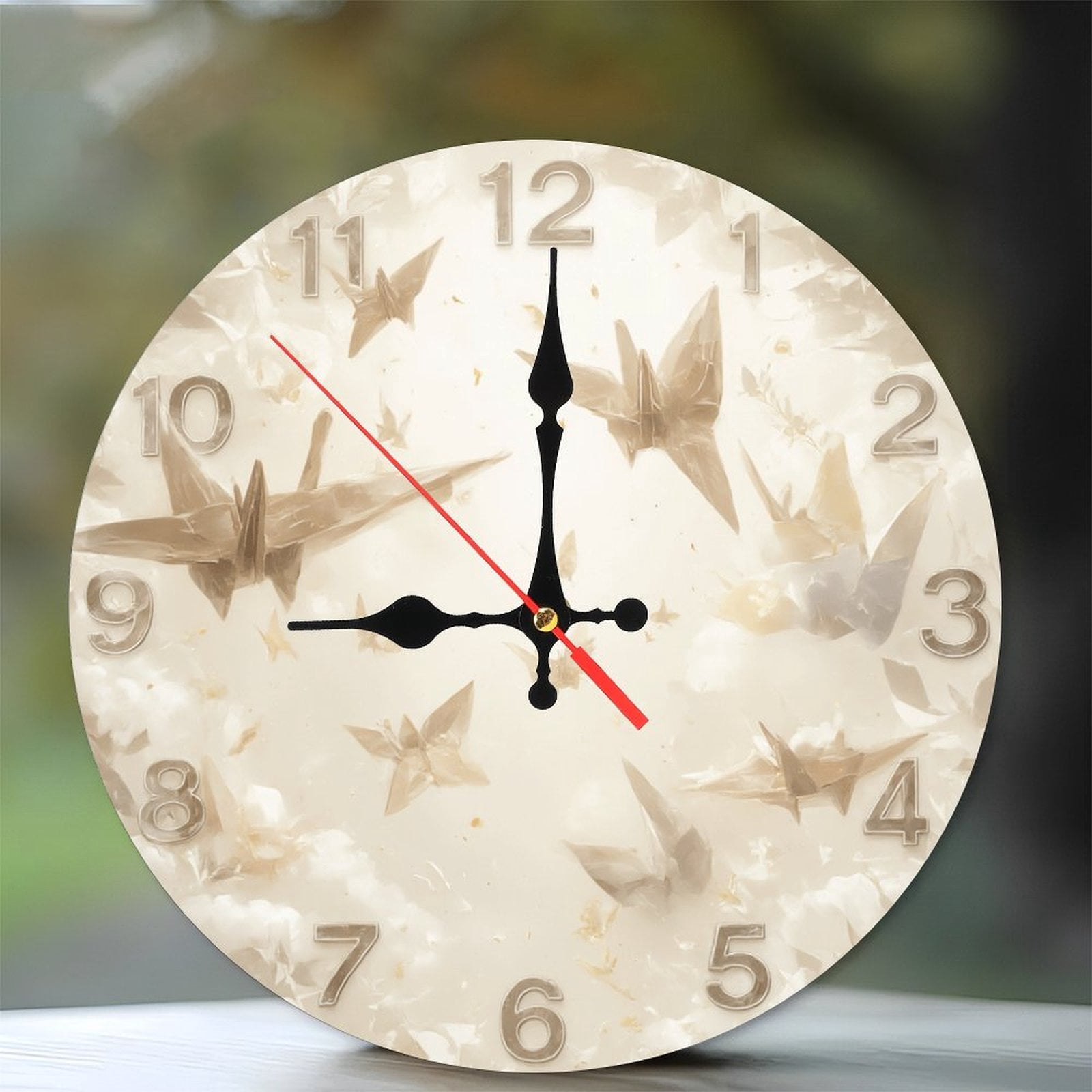 Origami Crane Clock Wall Decor Art Home Decor Beige 10-Inch Silent ...