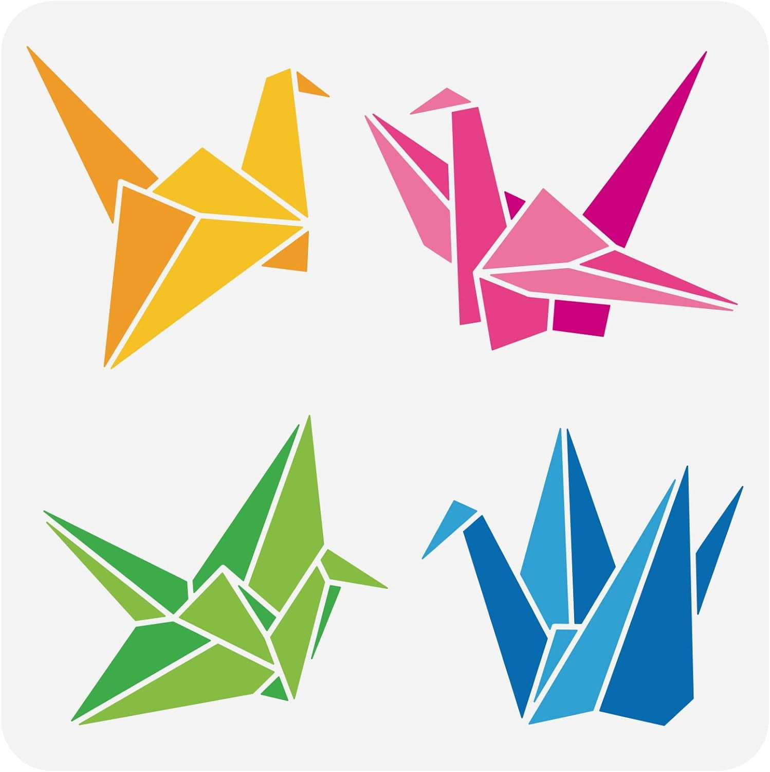 Origami Crane Painting Stencil 11.8x11.8 inch 4 Styles Paper Crane ...