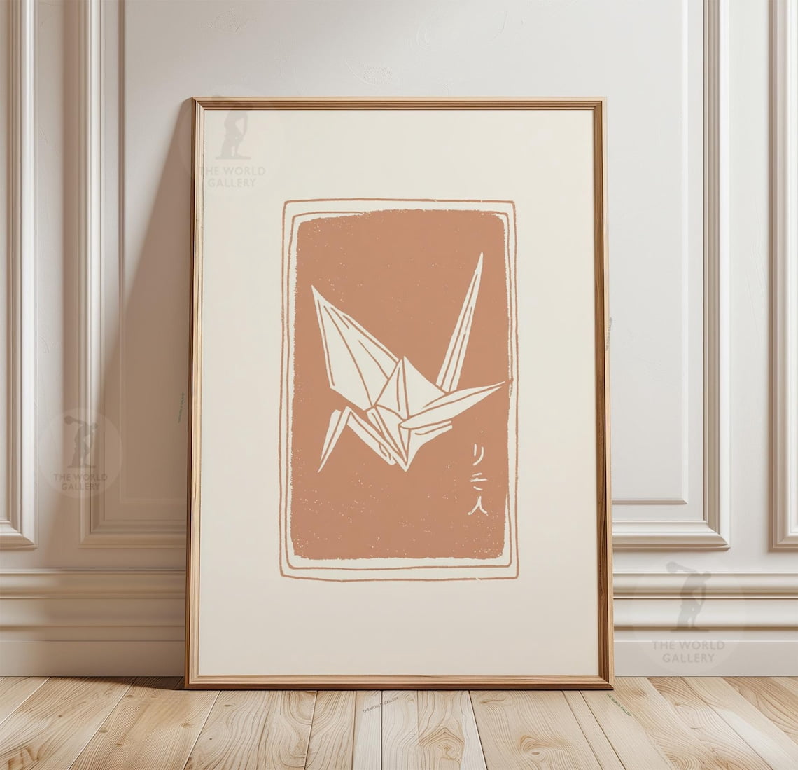 Origami Crane Poster Minimal Japanese Art Line Drawing Neutral Zen ...