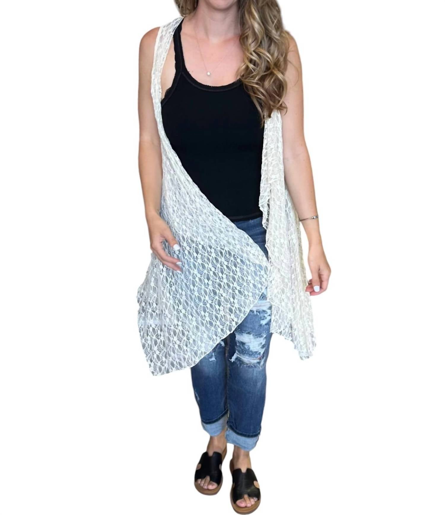 Origami Dance Party Neutral Lace Cardigan Vest - Walmart.com