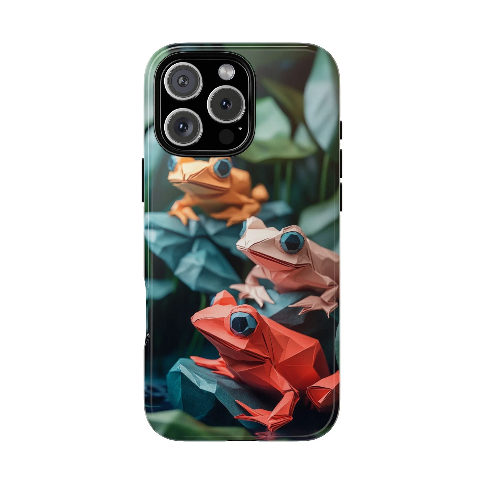 Origami Frogs Paper Art Jungle Design Case for iPhone 11-17 Pro Max ...