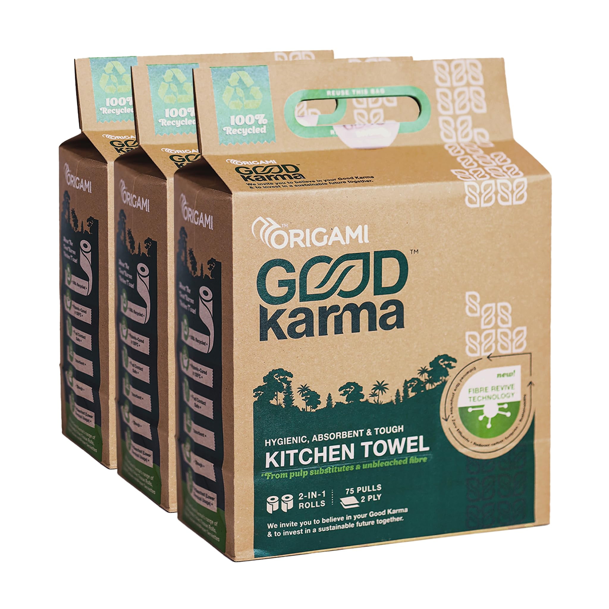 Origami Good Karma 2 Ply Kitchen Tissue Paper Roll - Pack Of 6 (75 ...