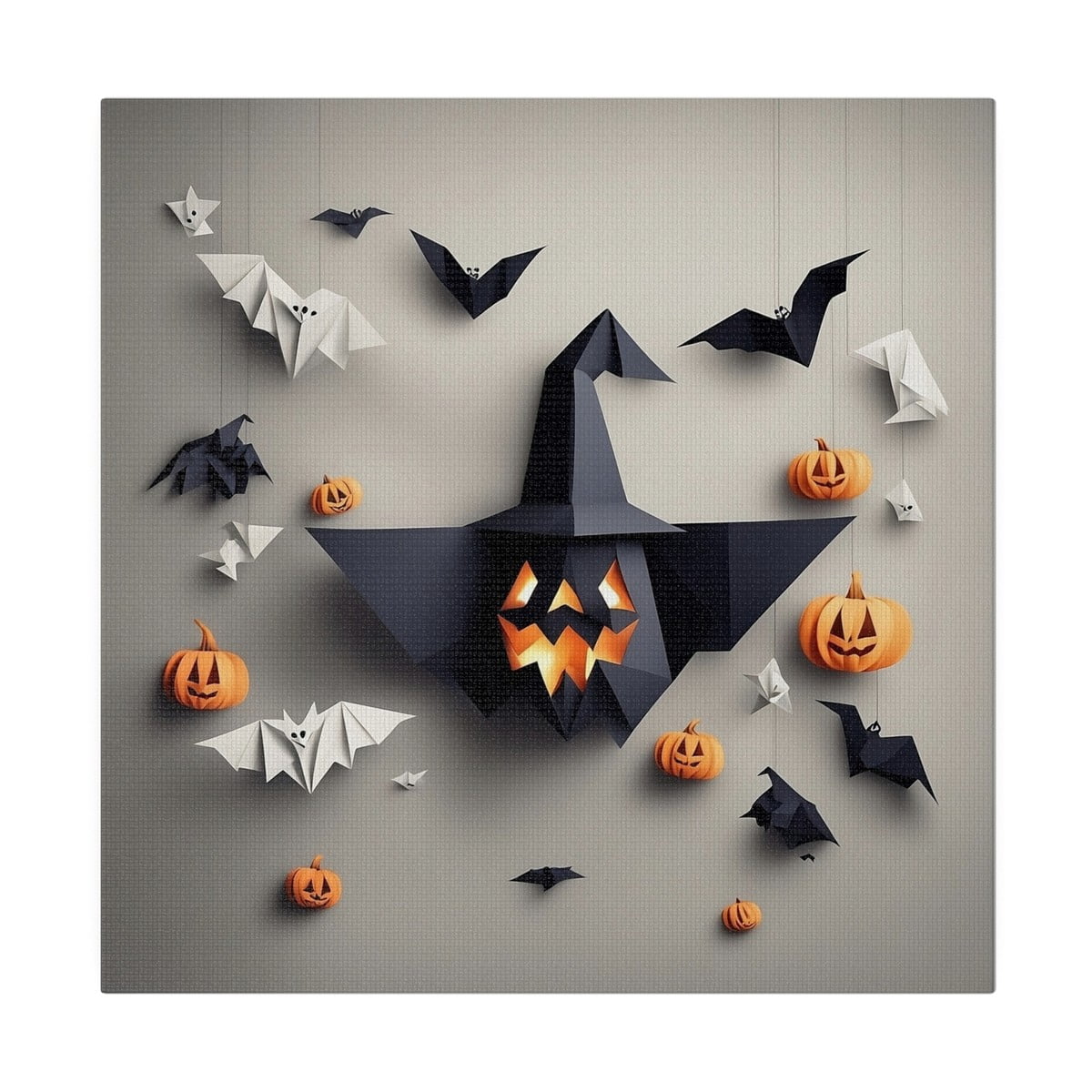 Origami Halloween Pumpkin Bat Wall Art Prints, Seasonal Living Room And ...