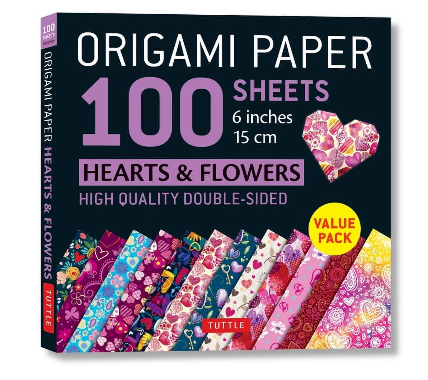 Origami Paper 100 Sheets Hearts & Flowers 6, Double-Sided Printed ...