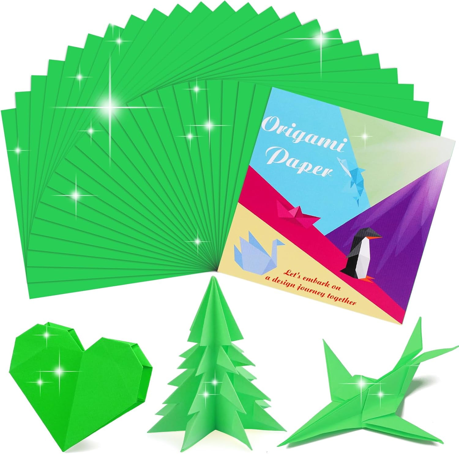 Origami Paper,200 Sheets Dark Green Double Sided Origami Paper Kit 6 ...