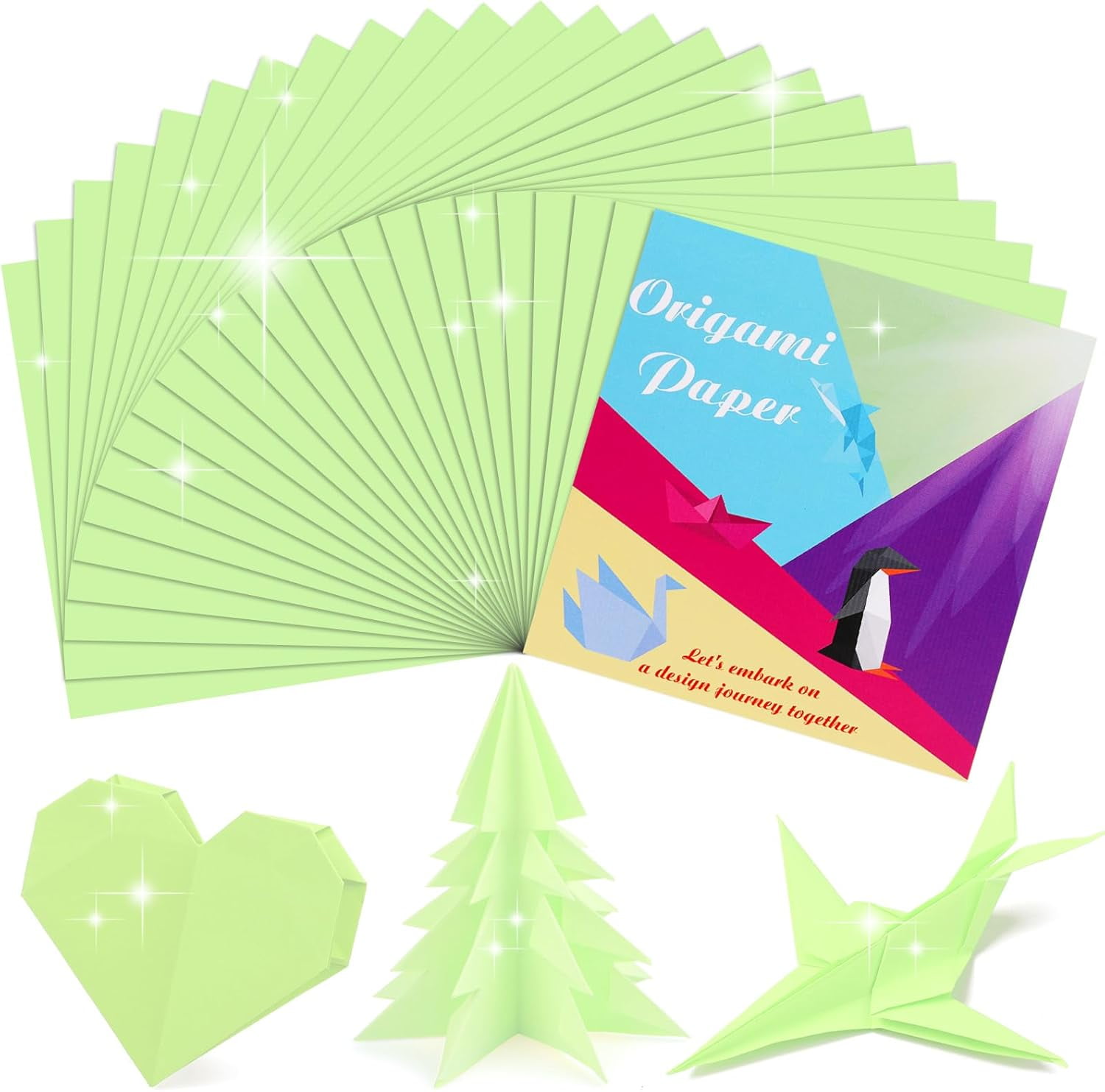 Origami Paper,200 Sheets Green Double Sided Origami Paper Kit 6 inch ...