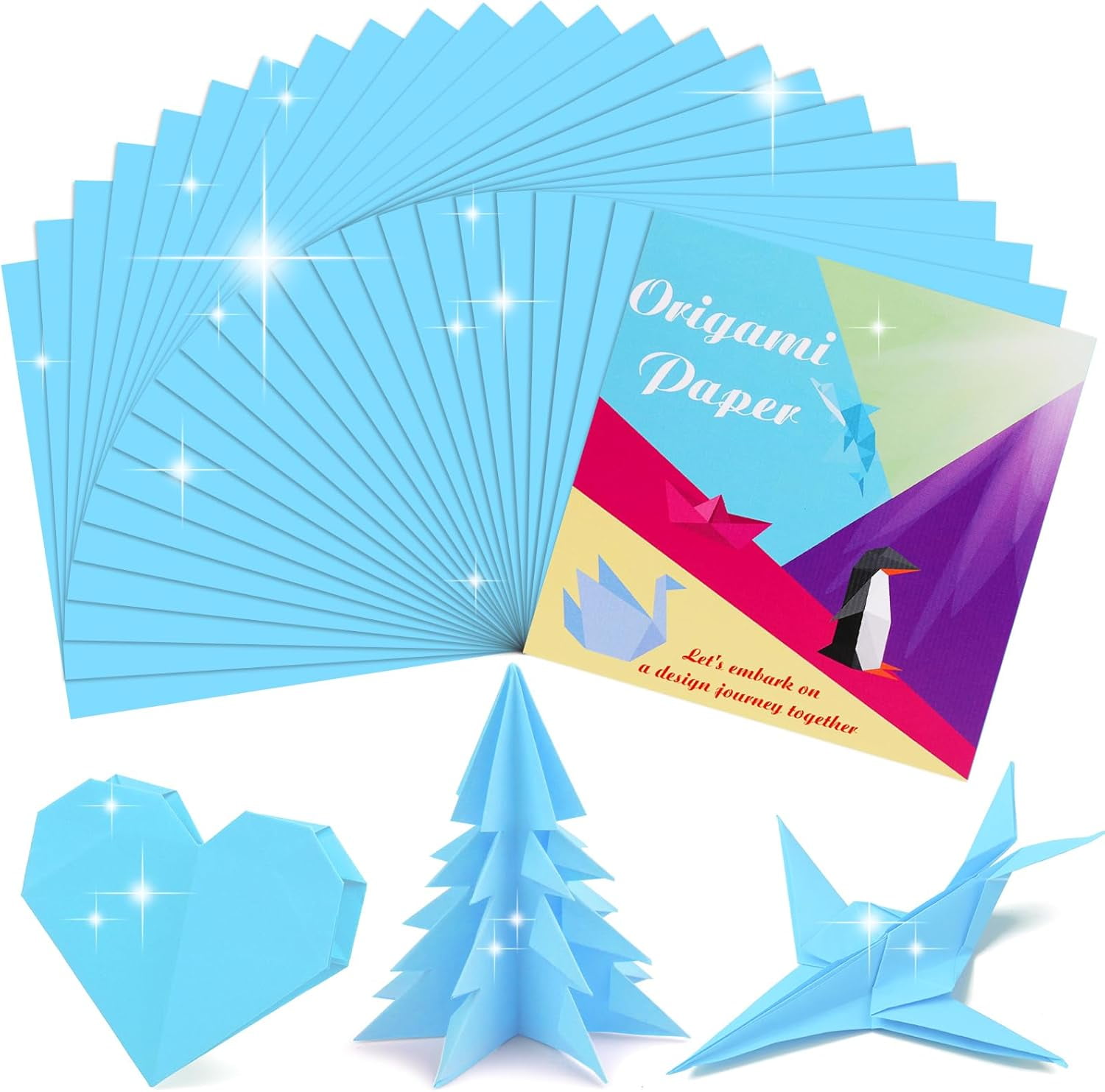 Origami Paper,200 Sheets Lake Blue Double Sided Origami Paper Kit 6 ...