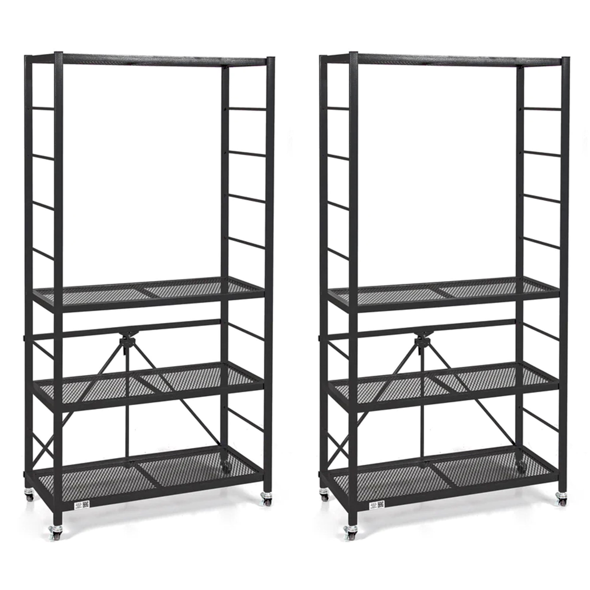Origami R2 Series Steel Adjustable Shelving Storage Rack, 2 Pack, Black ...