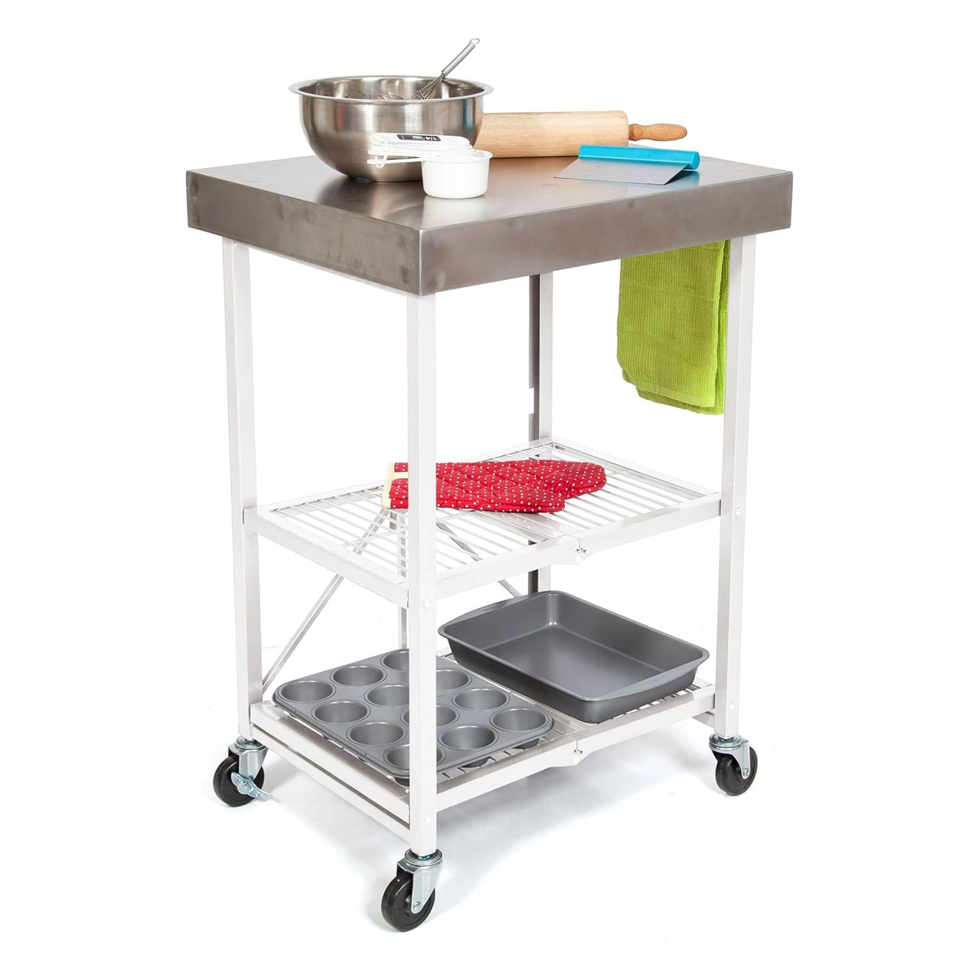 Origami RBT Fully Stainless Steel Foldable Kitchen Cart with Wheels ...
