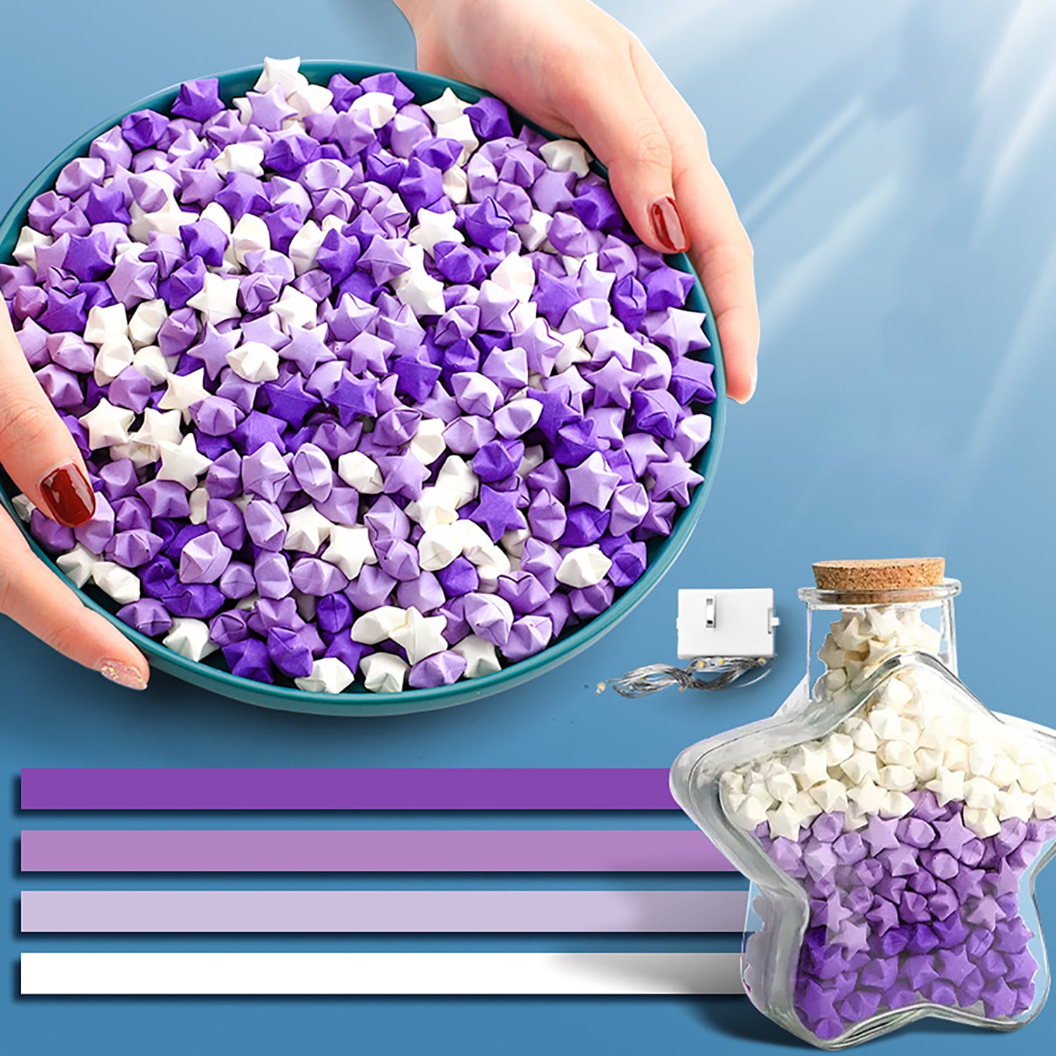 Origami Strip Stacked Stars Pentagram Bottle,DIY Prayer Bottle ...