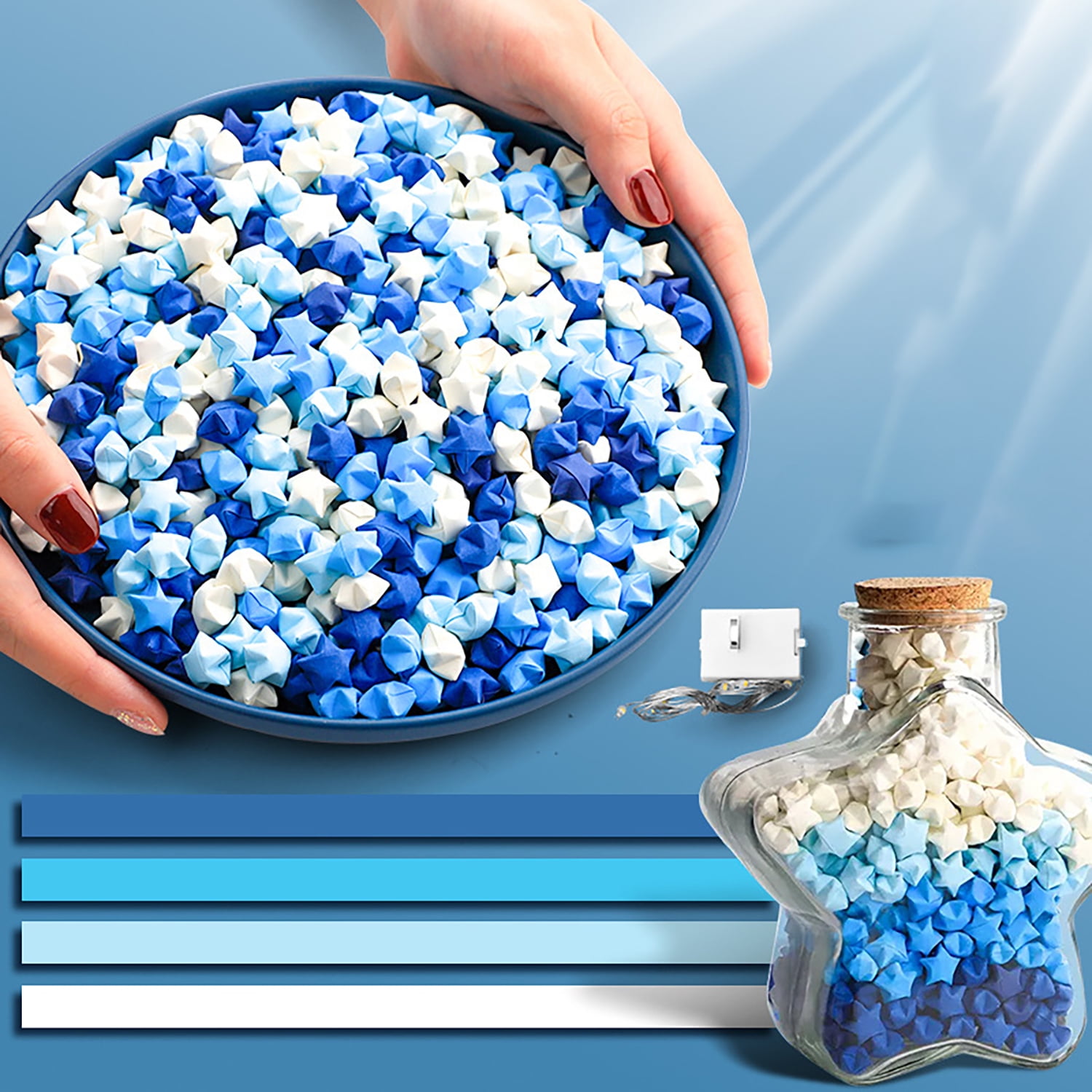 Origami Strip Stacked Stars Pentagram Bottle,DIY Prayer Bottle ...