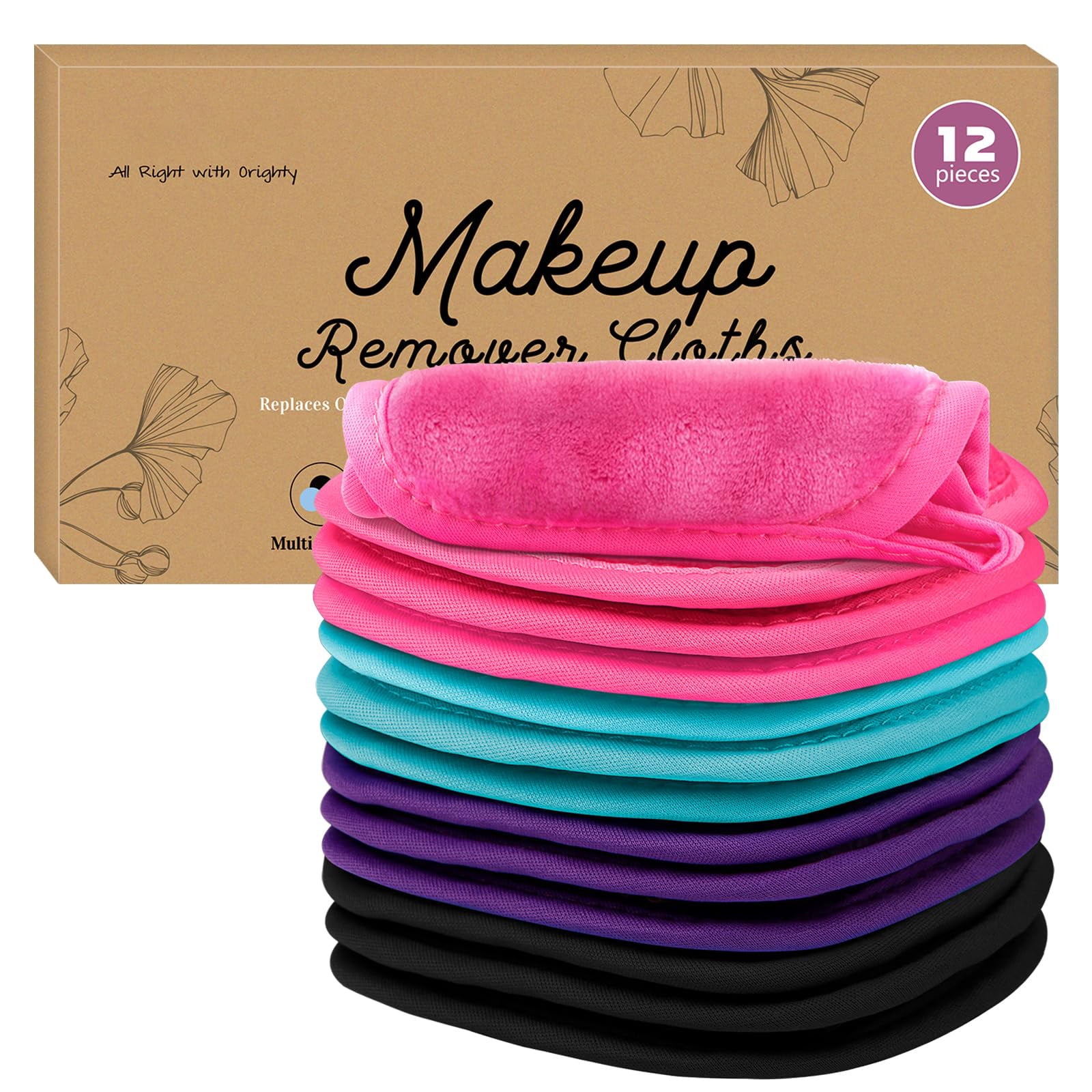 Orighty Makeup Remover Cloths 12 Pack,Makeup Removal Face Cleansing ...