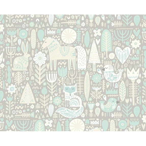 Origin Aqua Scandi Forest Animals Wall Mural - Walmart.com
