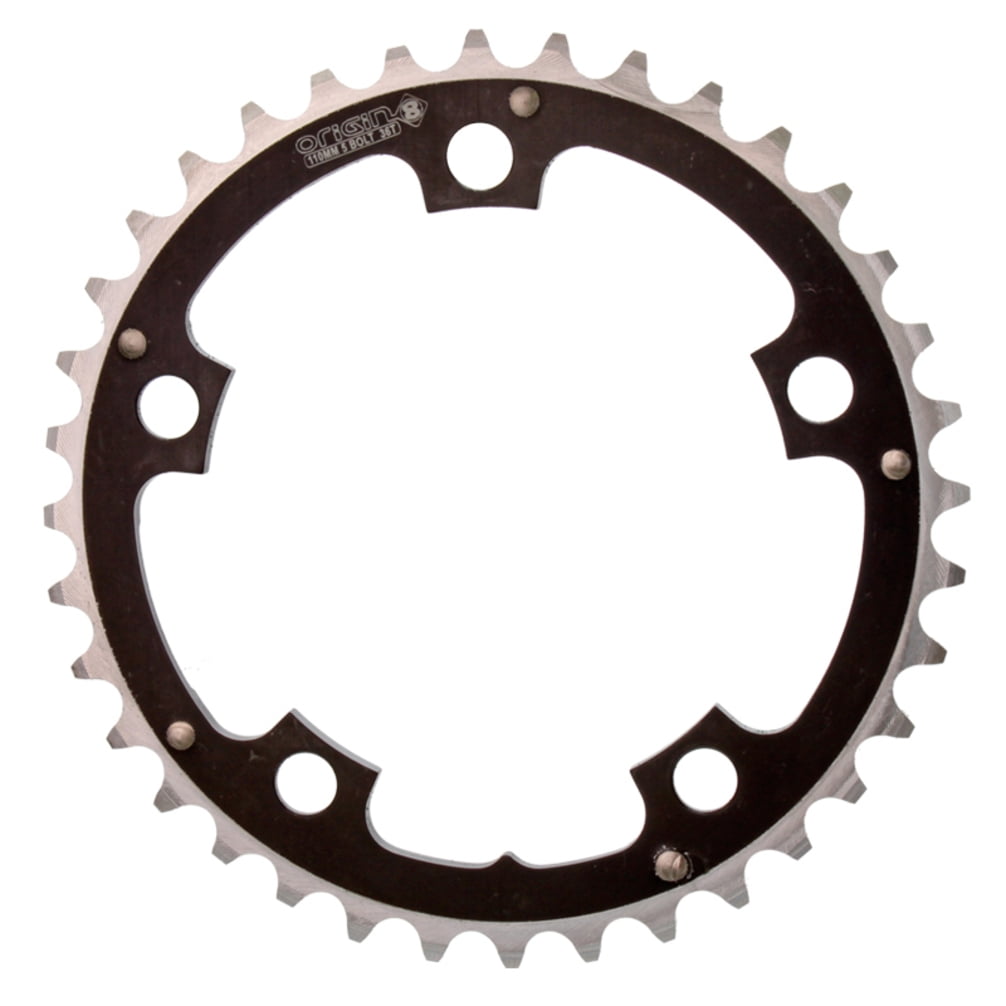 Origin8 Chainring 36T 110 BCD 5-Bolt 8/9/10-Spd Alloy Blk/Silver Ramped ...