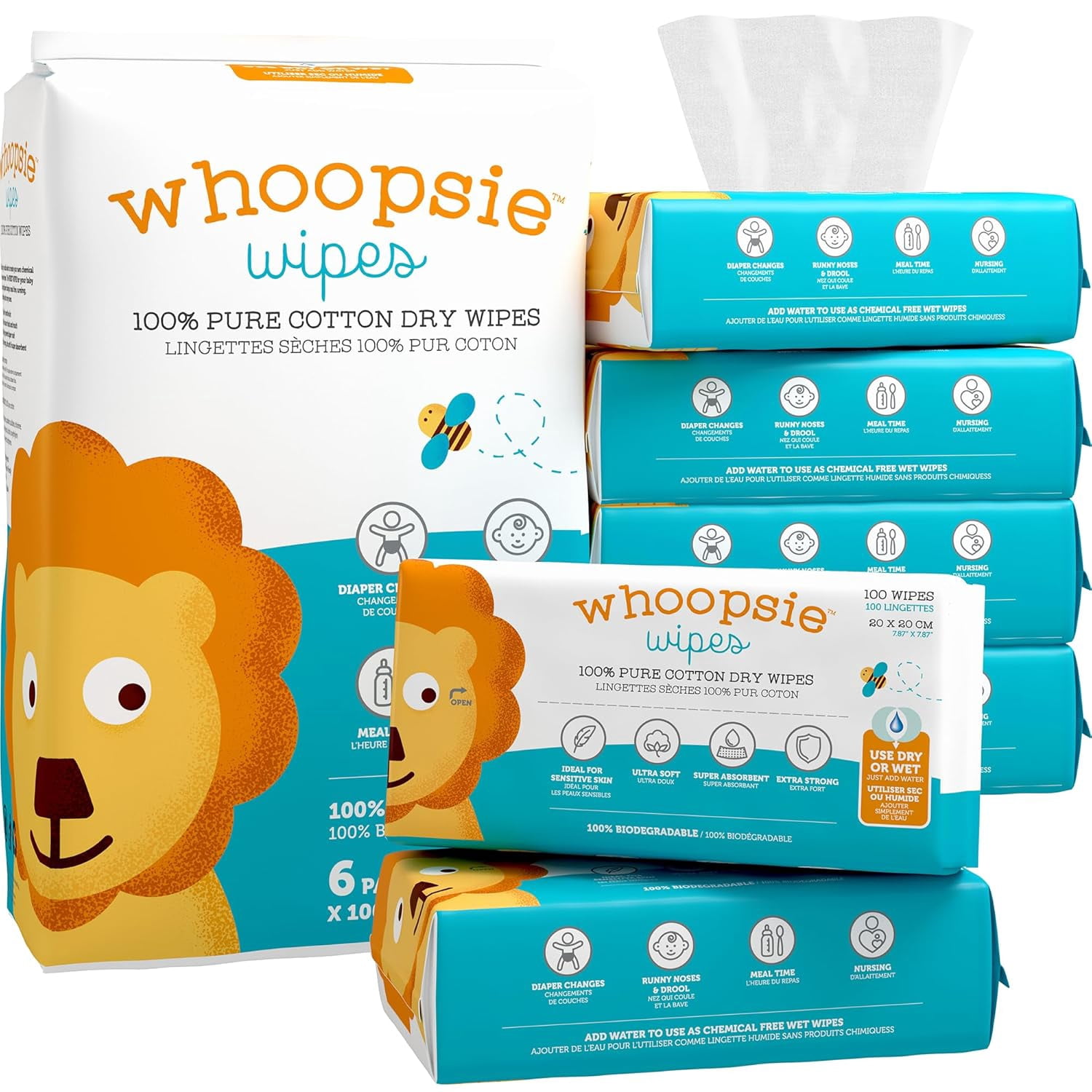 Original 100% Pure Cotton Dry Baby Wipes – Ultra Soft, Unscented ...