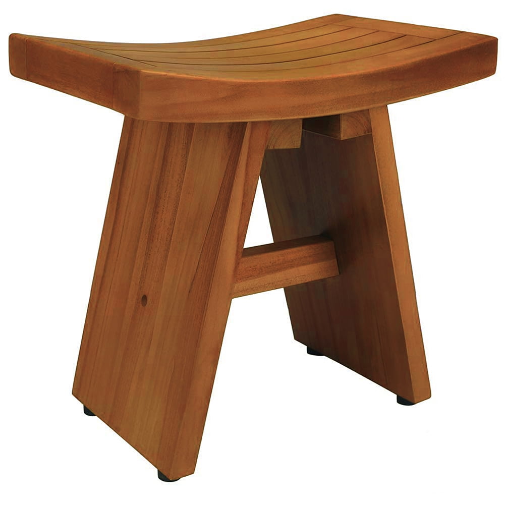 Original 18" Teak Shower Bench Shower Stool Seat with Non-Slip,100% ...
