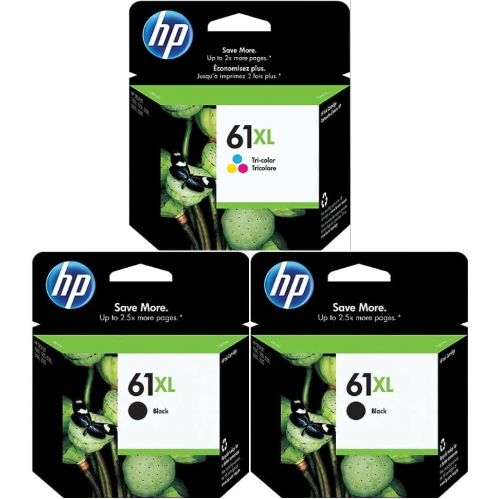 Original 2x HP 61XL Black & 1x 61XL Tri-Color Ink Cartridges, Genuine ...