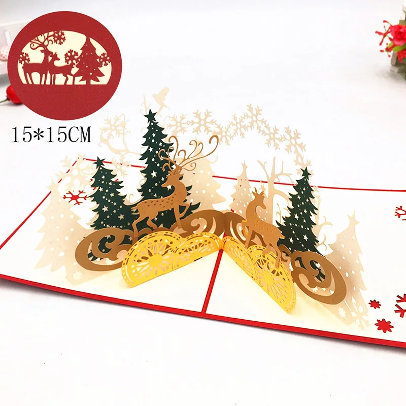 Original 3D Pop UP Santa Claus Cards Christmas Greeting Cards Party ...