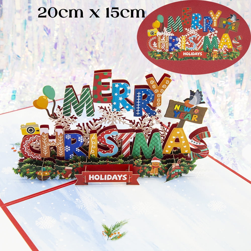 Original 3D Pop UP Santa Claus Cards Christmas Greeting Cards Party Invitations Gifts New Year ...
