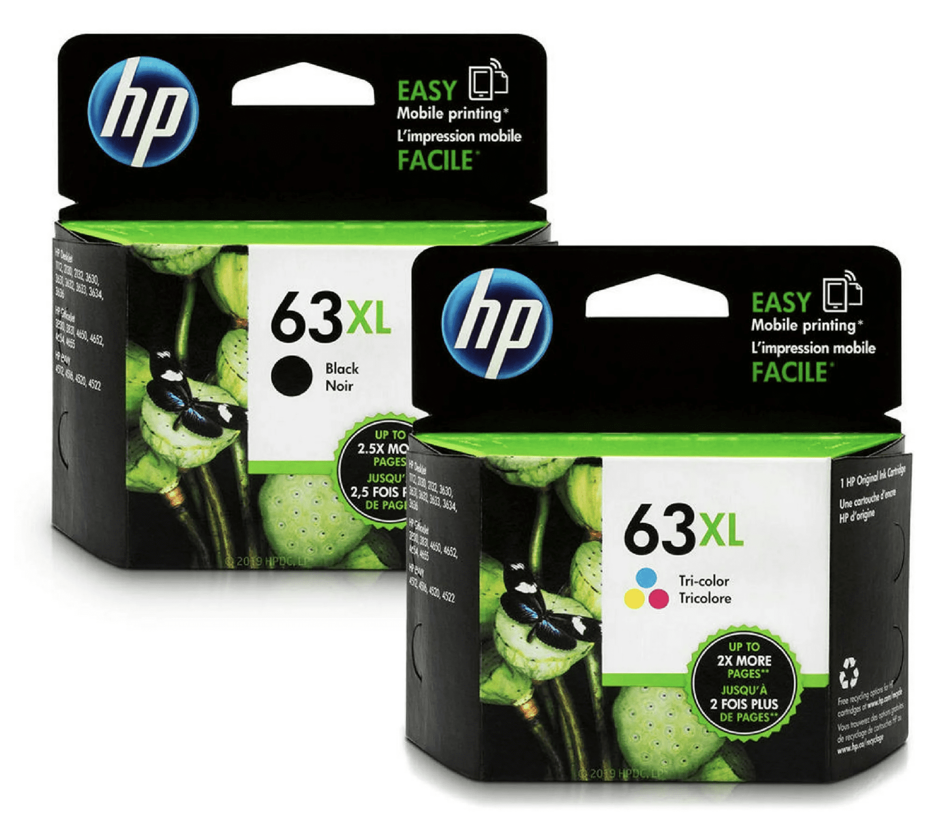 63XL High Yield Black and Tri-Color Printer Ink Cartridges, Compatible ...