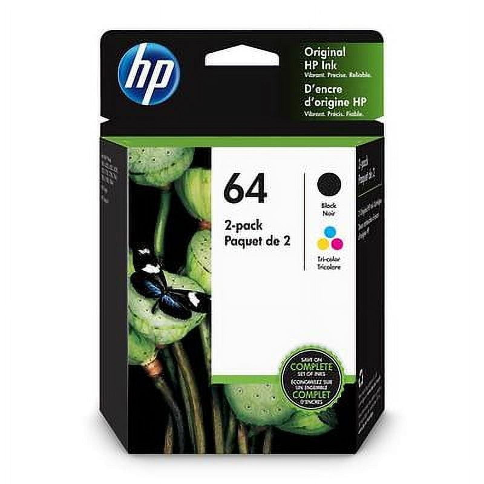 HP Original 64 Black and Color Ink Cartridges Combo Pack for Printing ...