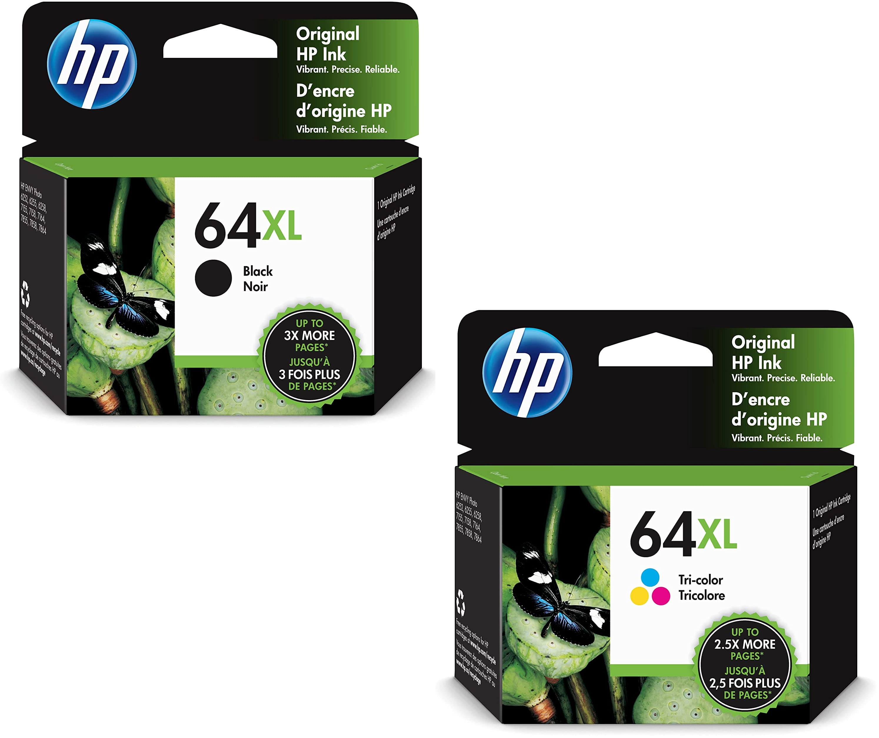 Original 64XL High Yield Black/Tri-Color Ink Cartridge, 2/Pack for ENVY ...
