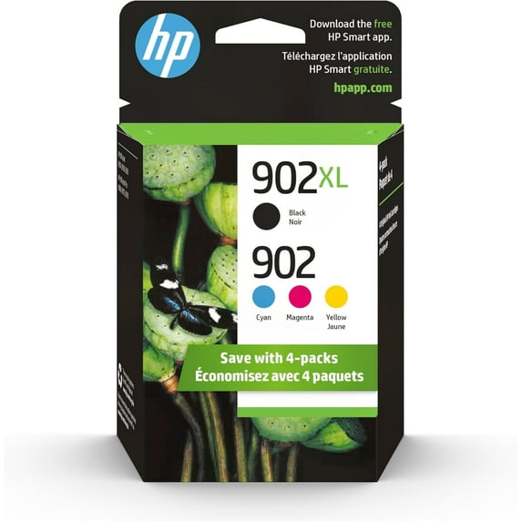 Original 902 Cyan, Magenta, Yellow / 902XL Black Ink Cartridges (4-Pack ...