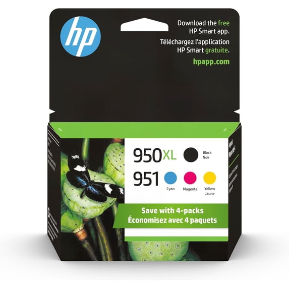 Original 951 Cyan, Magenta, Yellow / 950XL Black Ink Cartridges (4-Pack ...