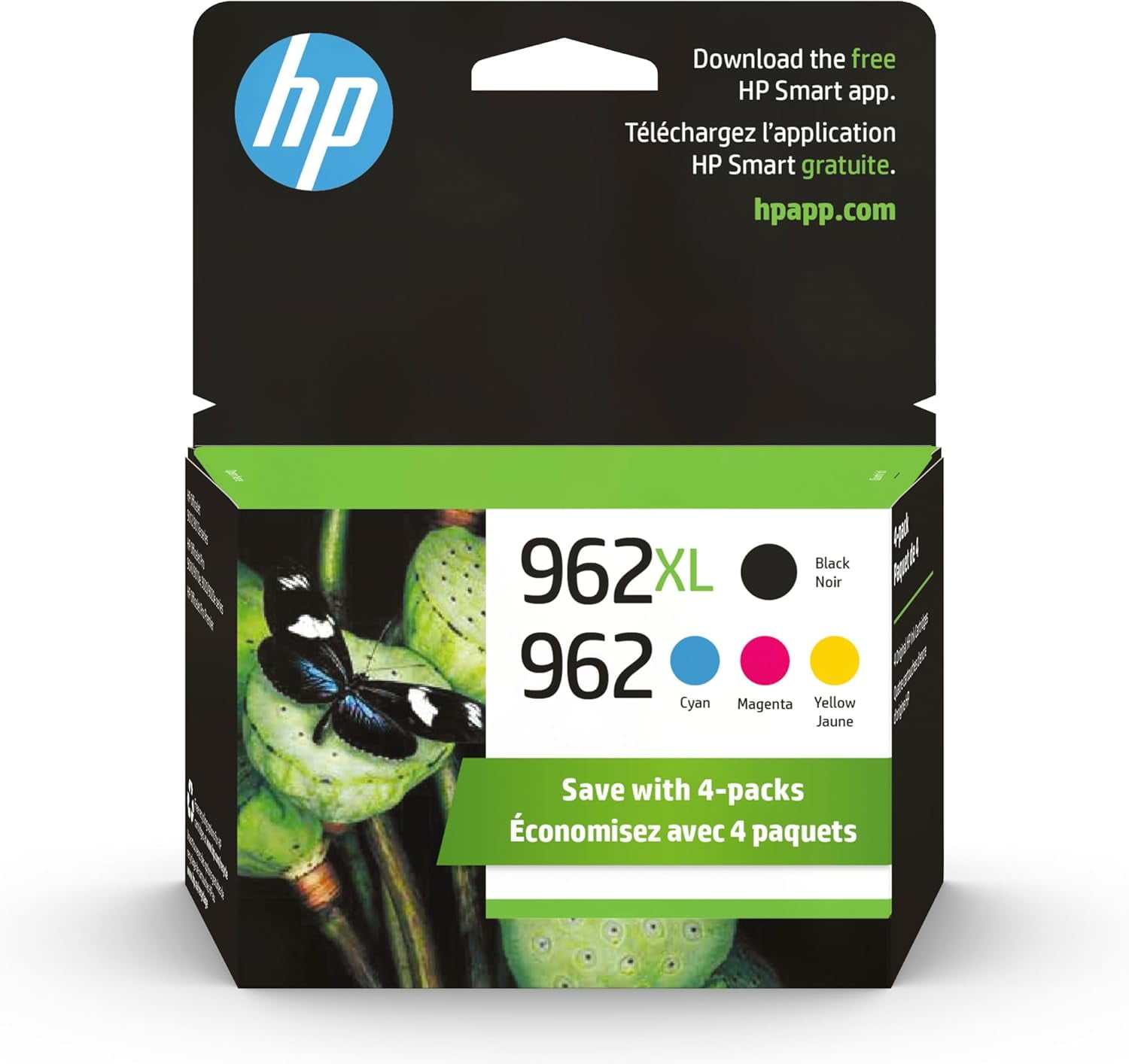 Original 962 Cyan, Magenta, Yellow / 962XL Black Ink Cartridges (4-Pack ...