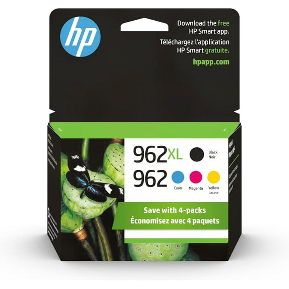 Original 962 Cyan, Magenta, Yellow / 962XL Black Ink Cartridges (4-Pack ...