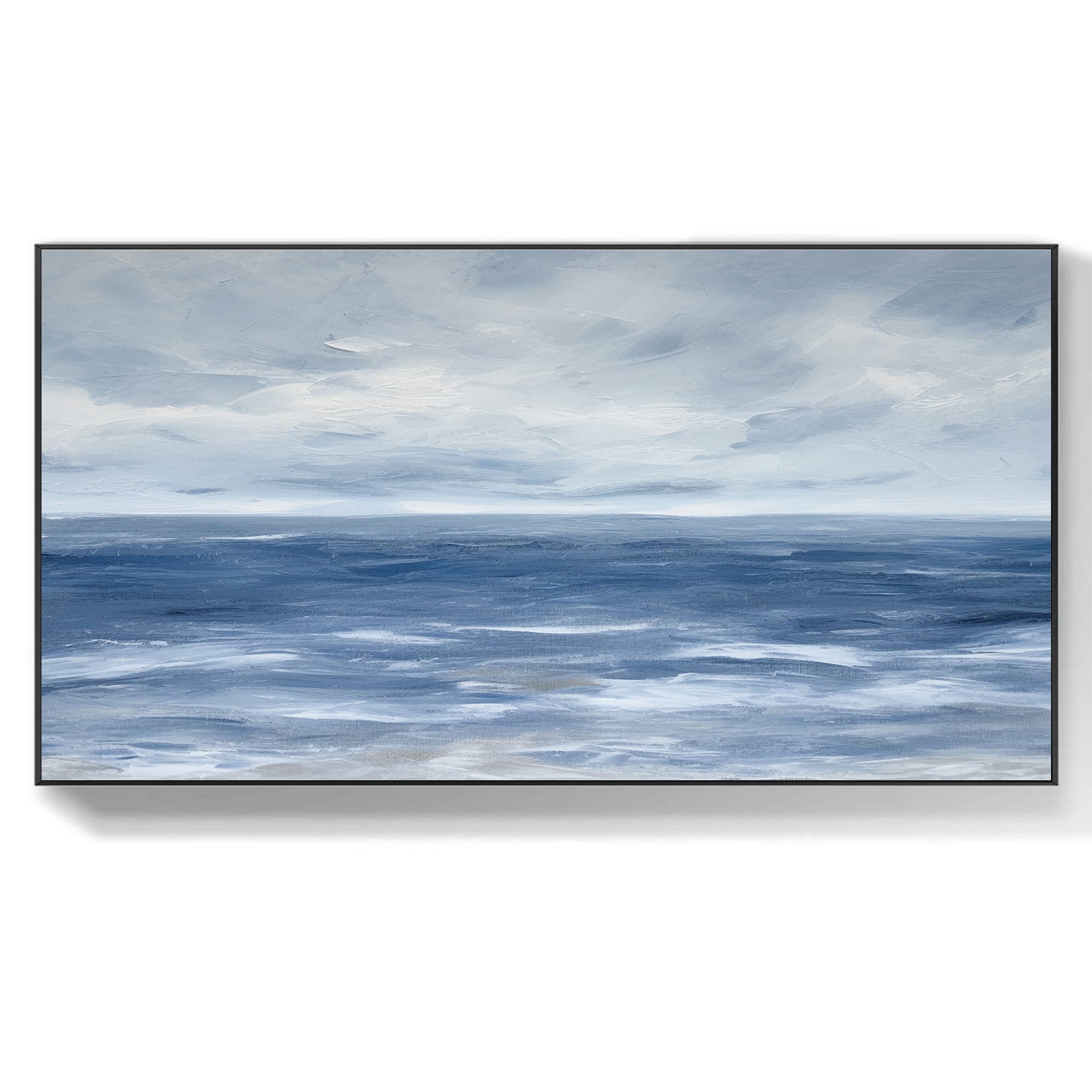 Original Abstract Seascape Oil Painting Textured Art White Wave Artwork ...