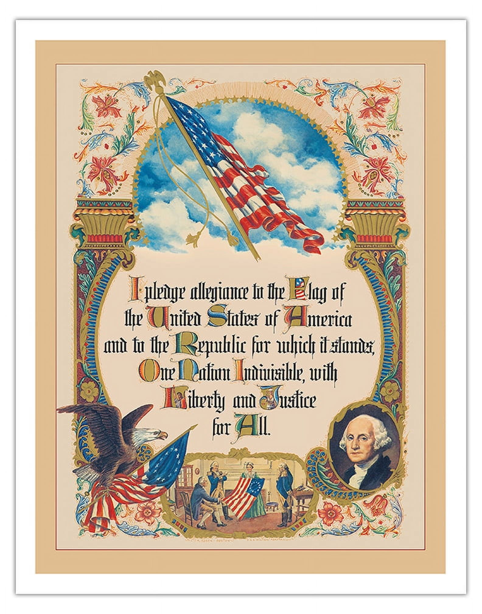 Original American Pledge of Allegiance - One Nation Indivisible Version ...