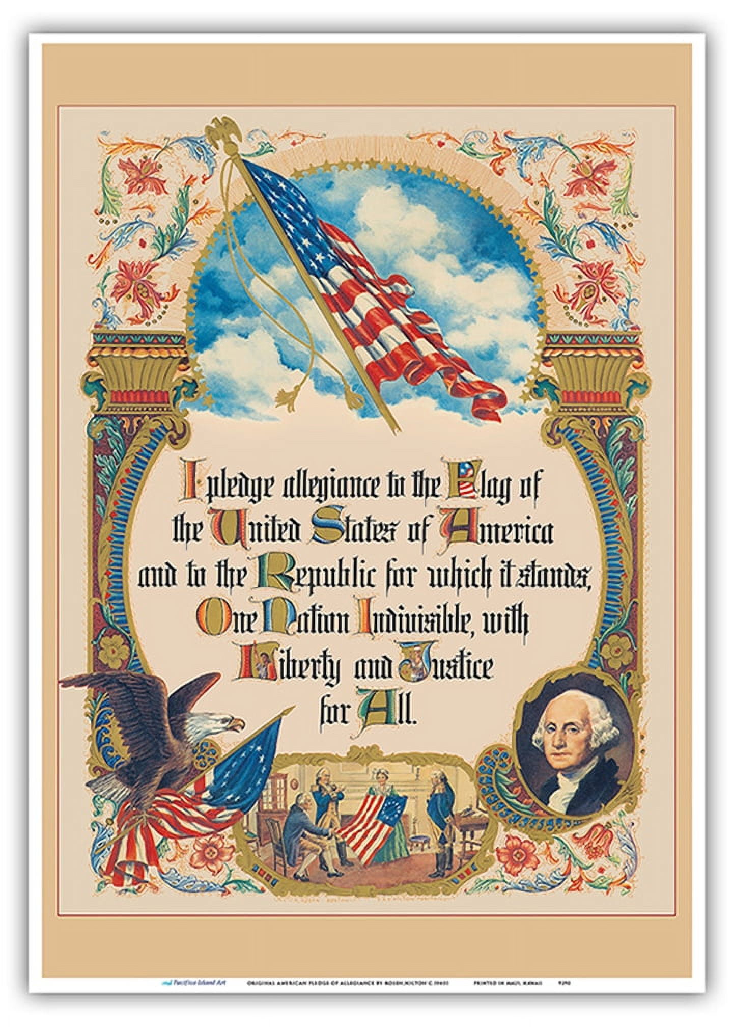 Original American Pledge of Allegiance - One Nation Indivisible Version ...