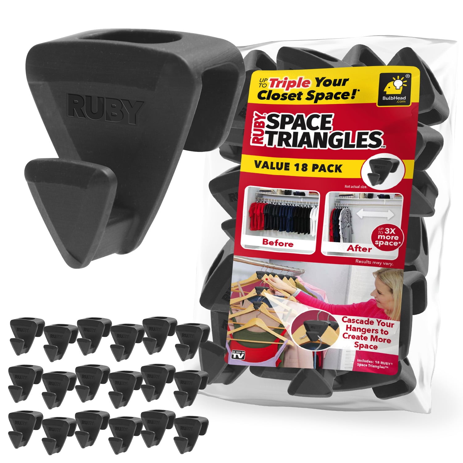 As Seen On TV Ruby Space Triangles, Cascade Hangers for 3X More Closet ...