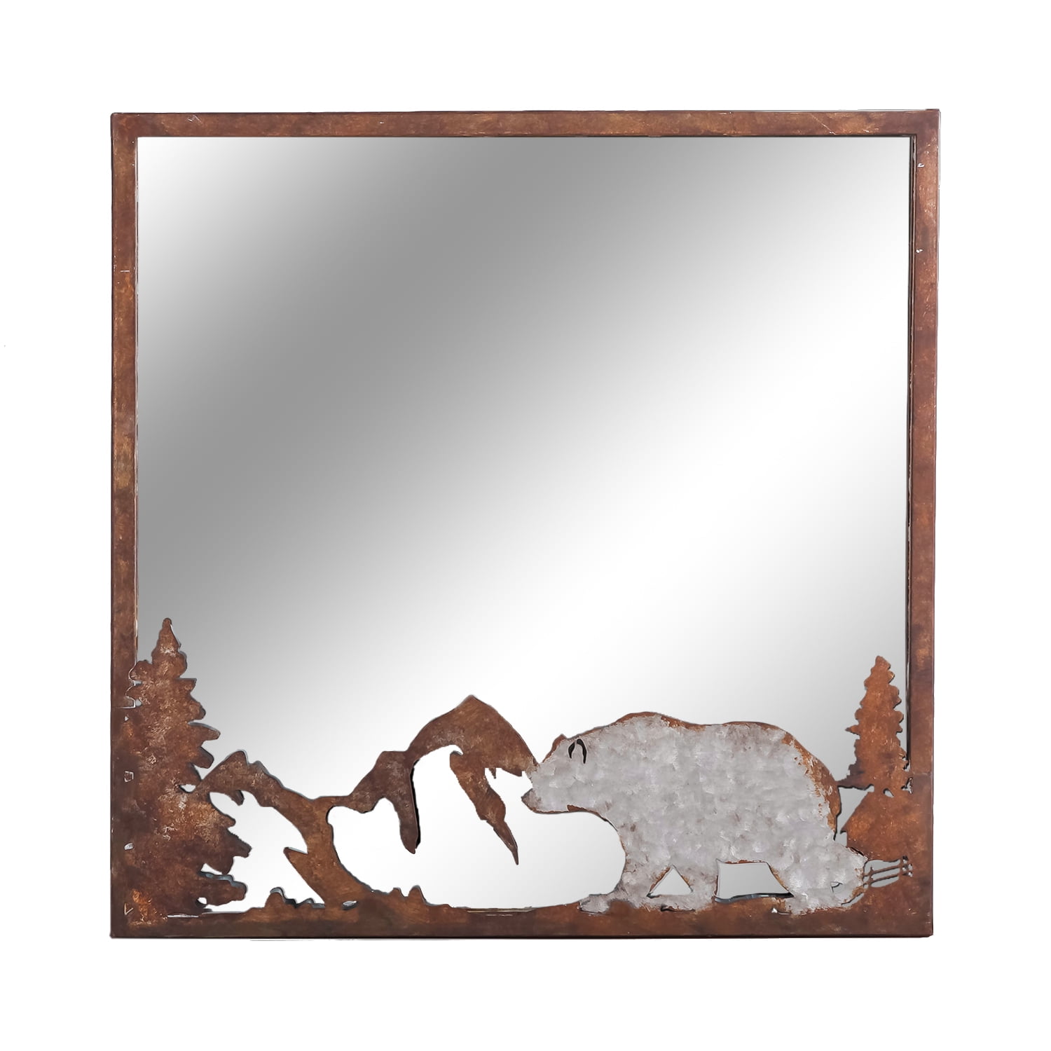 Synovana Cabin Wall Mirror Rustic Wild Animal Mirror Decorative ...