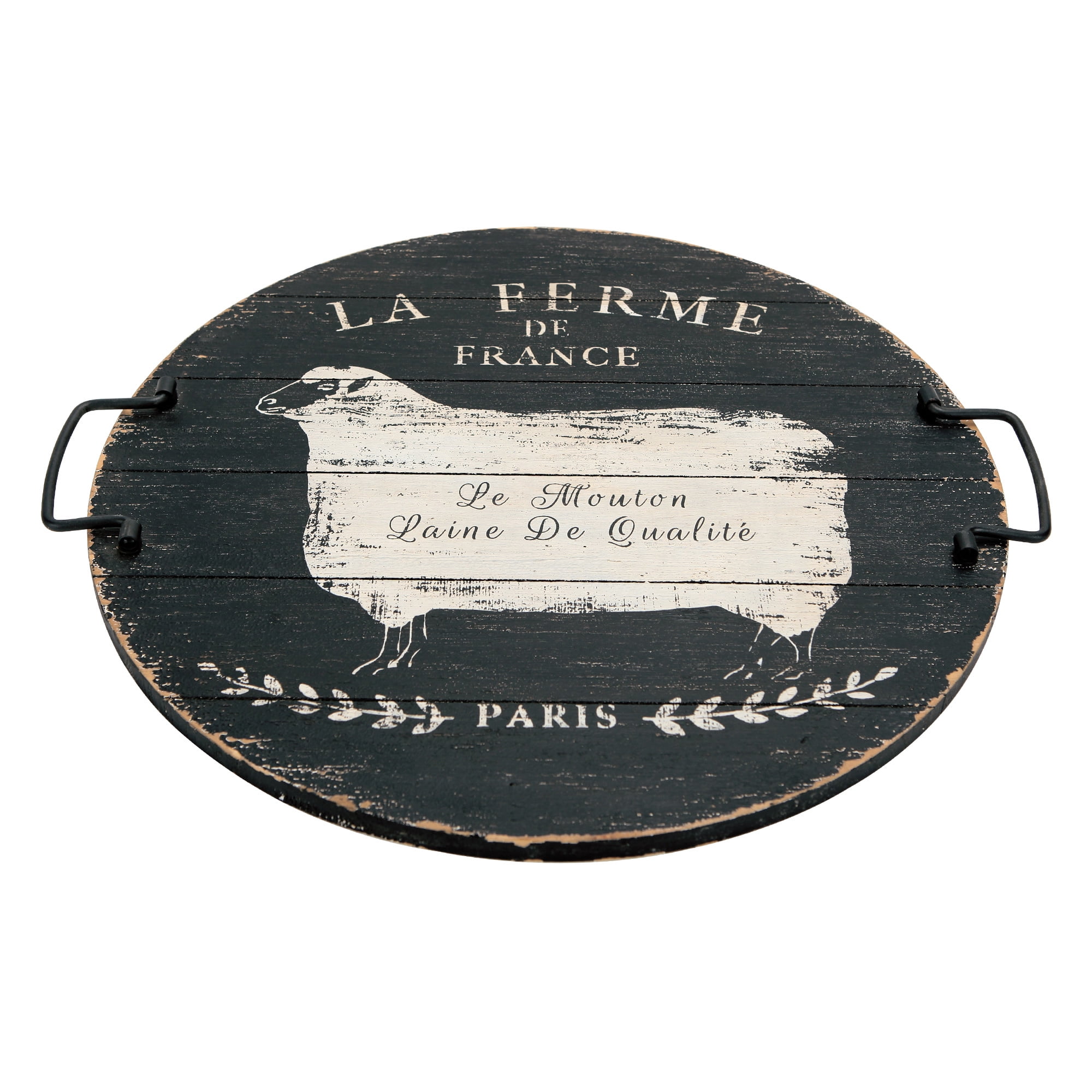 Synovana Farmhouse Wooden Serving Tray with Handles 18" French Farm ...