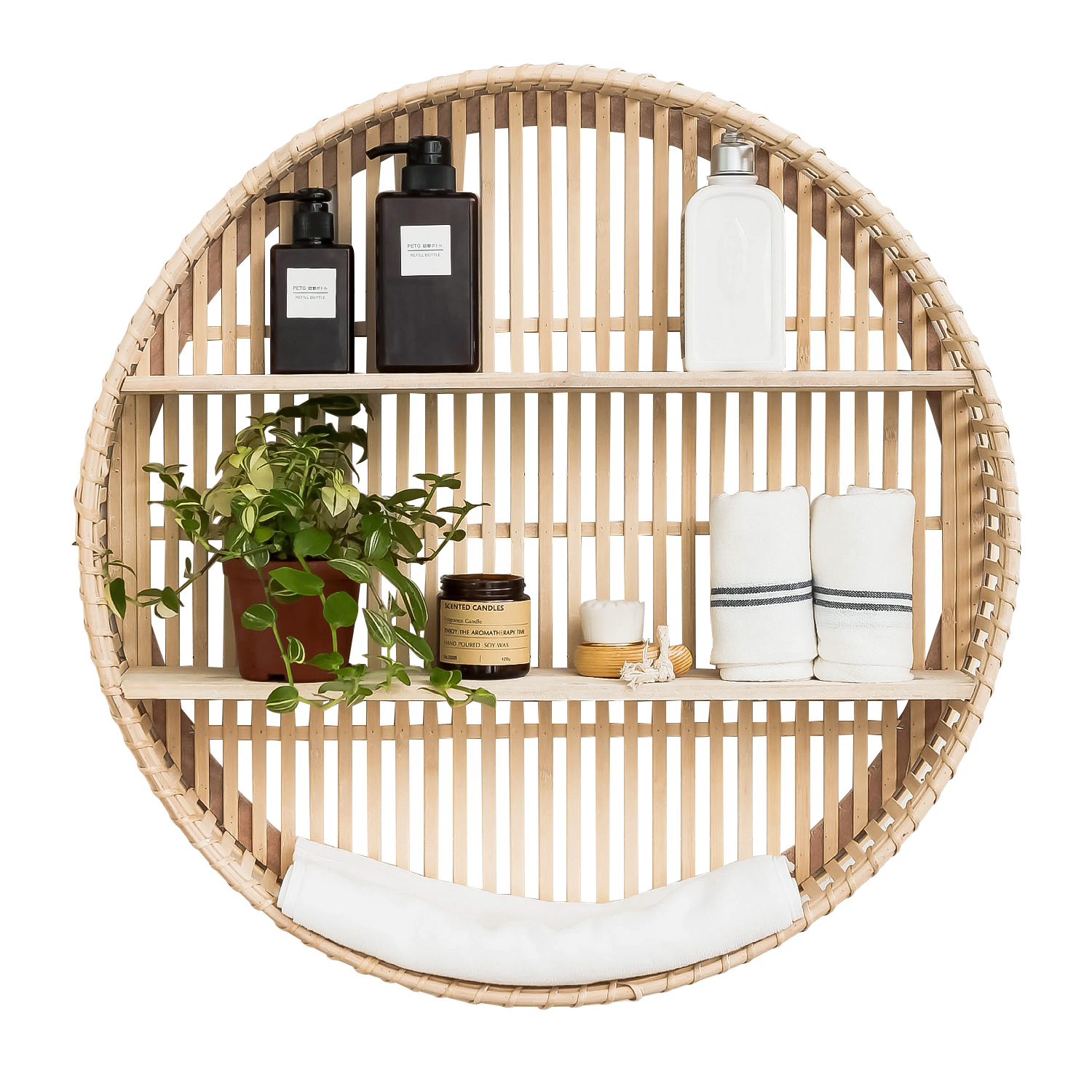 Costway Hanging Storage Shelf Round Circular Wall-Mounted 4-Tier Rack ...