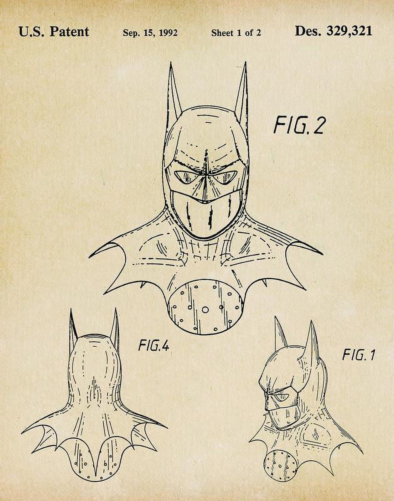 Original Batman Mask Artwork Submitted In 1992 - Superheroes - Patent ...