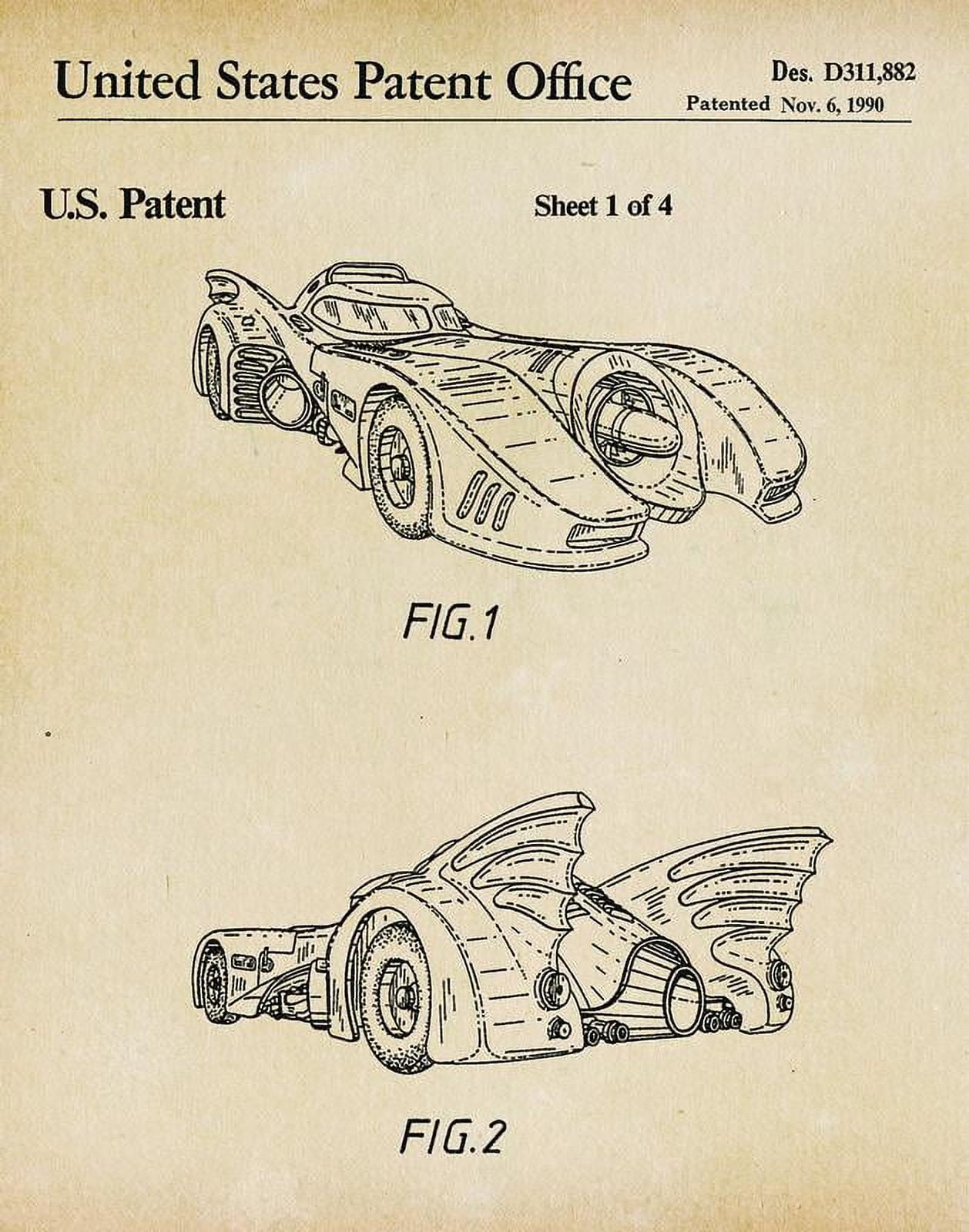 Original Batmobile Artwork Submitted In 1990 - Superheroes - Patent Art ...
