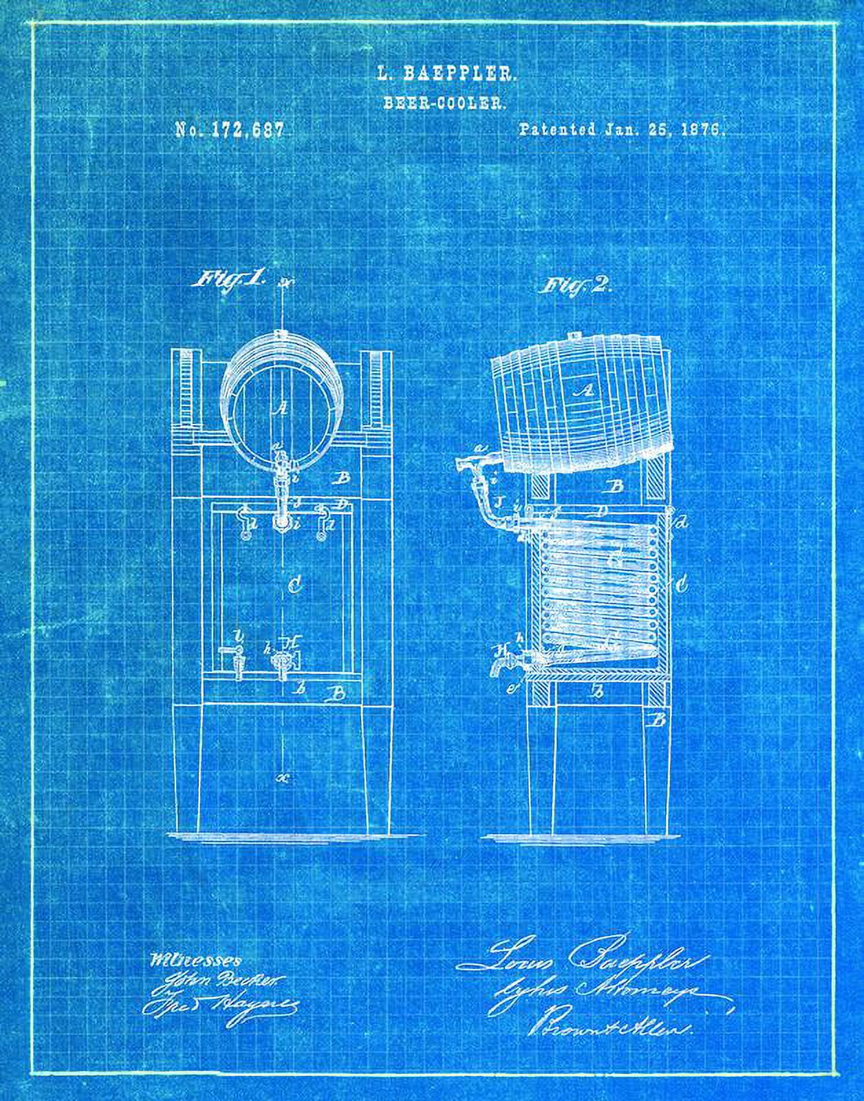 Original Beer Cooler Artwork Submitted In 1876 - Bar - Patent Art Print ...