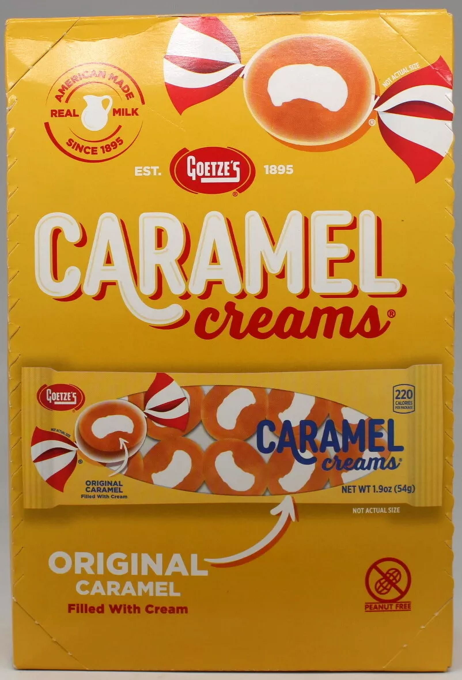 Original Caramel Creams by Goetzes Candy Chewy Box of 20 Bars Bulk 2.37 ...