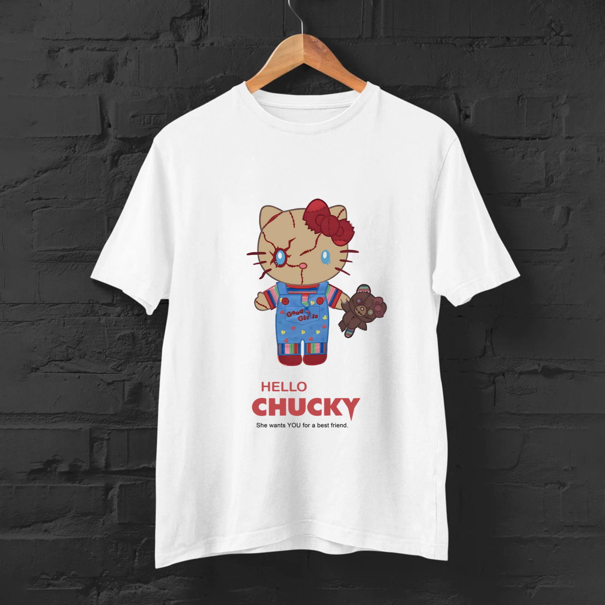 Original Cartoon Best Friend Ringer shirt, Hello cat Horror Movie ...