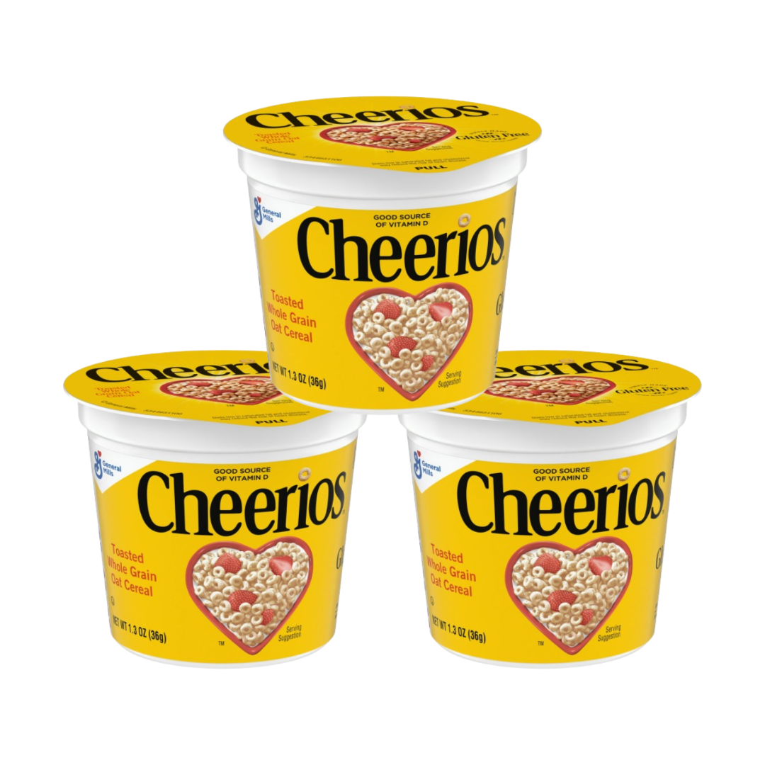 Original Cheerios Heart Healthy Cereal Cup, 1.3 OZ Single Serve Cereal ...