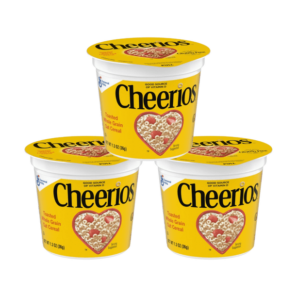Original Cheerios Heart Healthy Cereal Cup, 1.3 OZ Single Serve Cereal ...