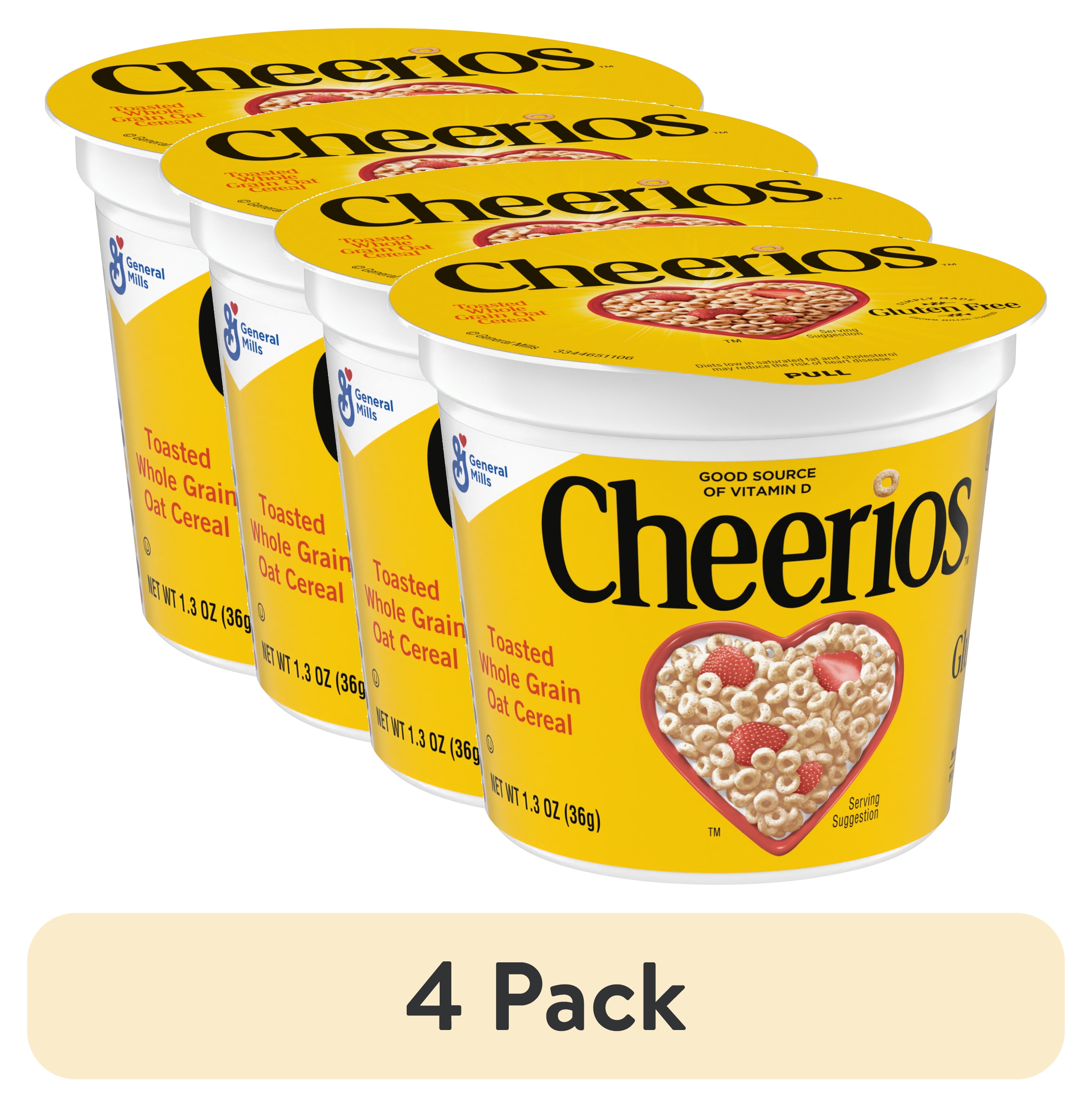 (4 pack) Original Cheerios Heart Healthy Cereal Cup, 1.3 OZ Single ...