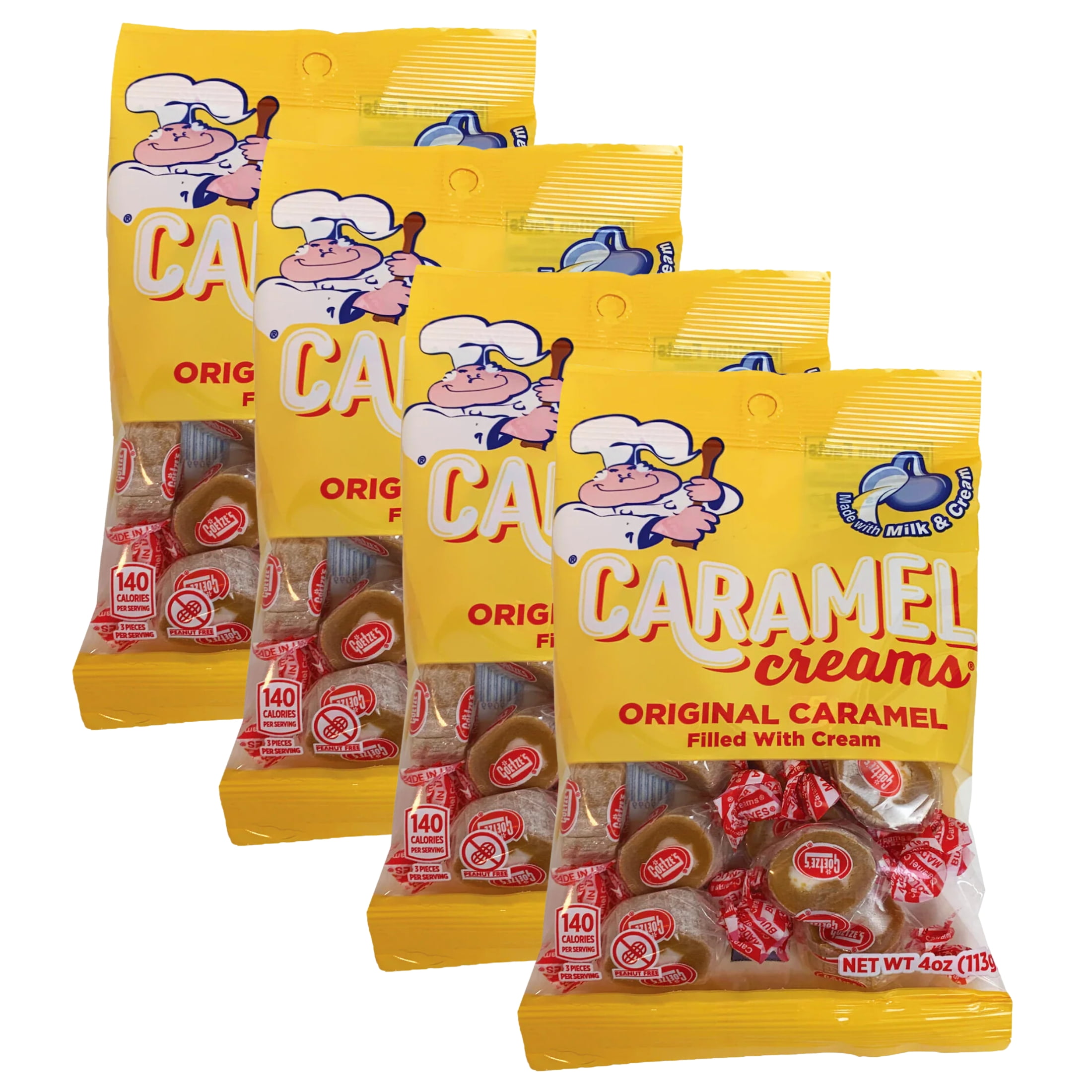 Original Chewy Caramel Creams 4 ounce Individually Wrapped Candy Snack ...