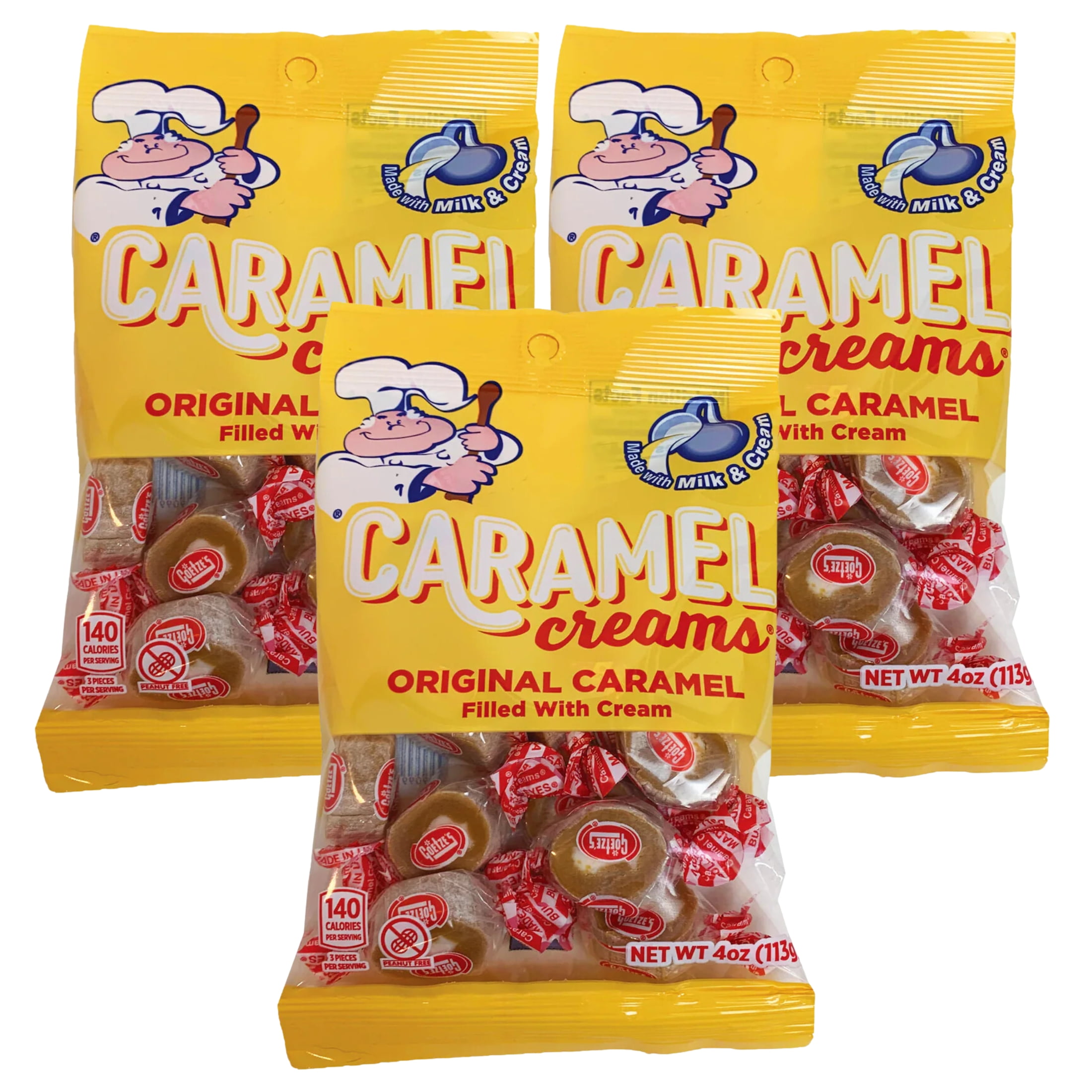 Original Chewy Caramel Creams 4 ounce Individually Wrapped Candy Snack ...