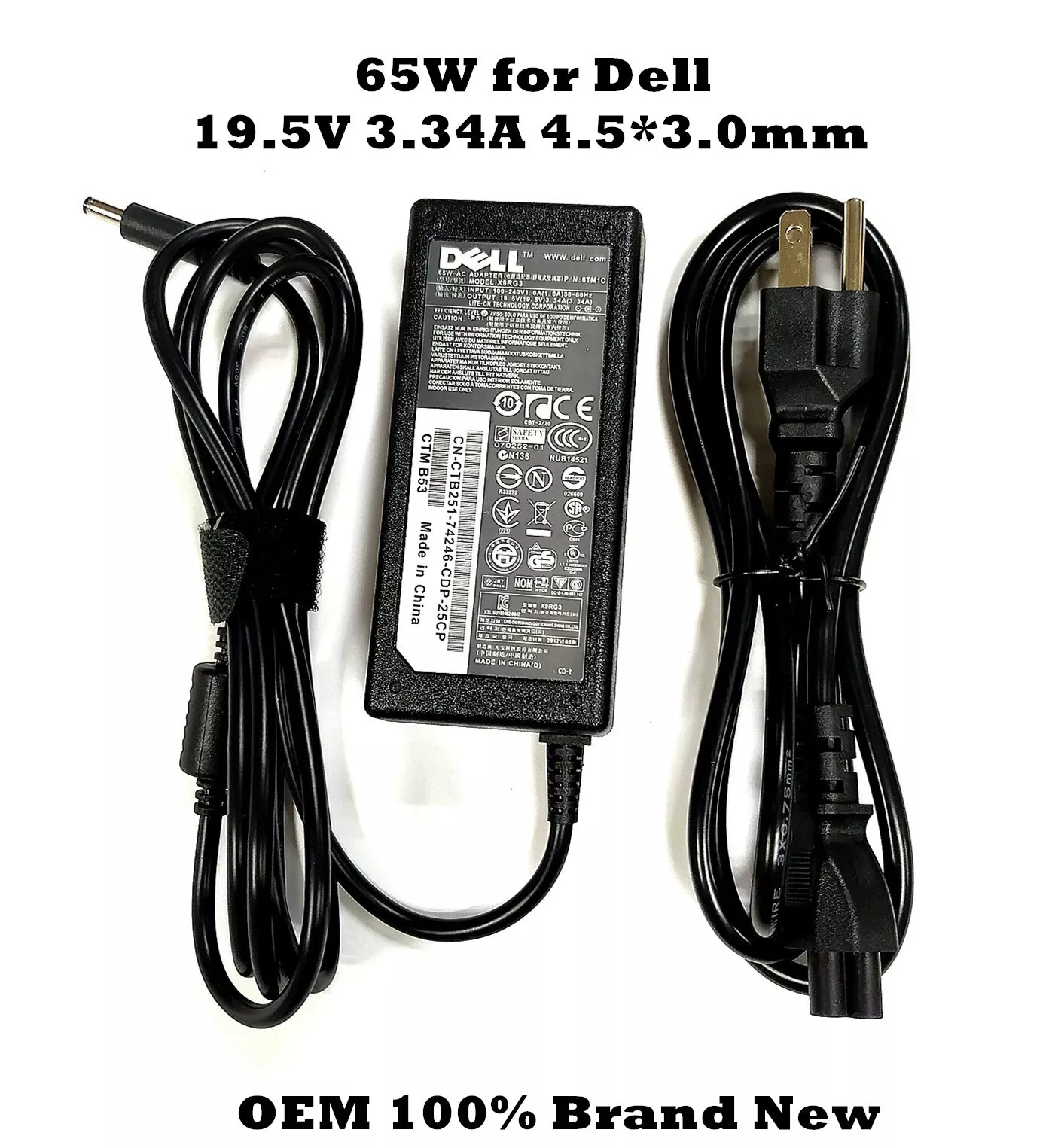 Pre-Owned Original Dell 65W 4.5mm tip AC Adapter For Inspiron 13 14 15 0MGJN9 PA-1650-02D4 ...